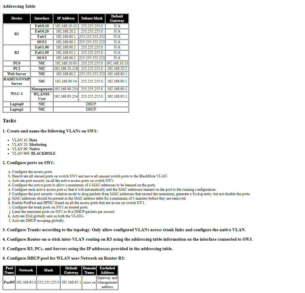 Addressing Table Tasks 1. Create and name the | Chegg.com