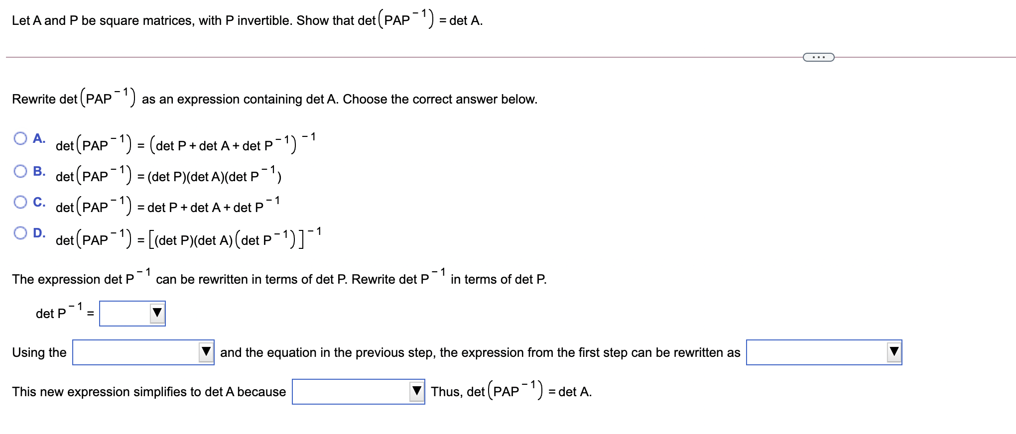 Solved Let A and P be square matrices, with P invertible. | Chegg.com