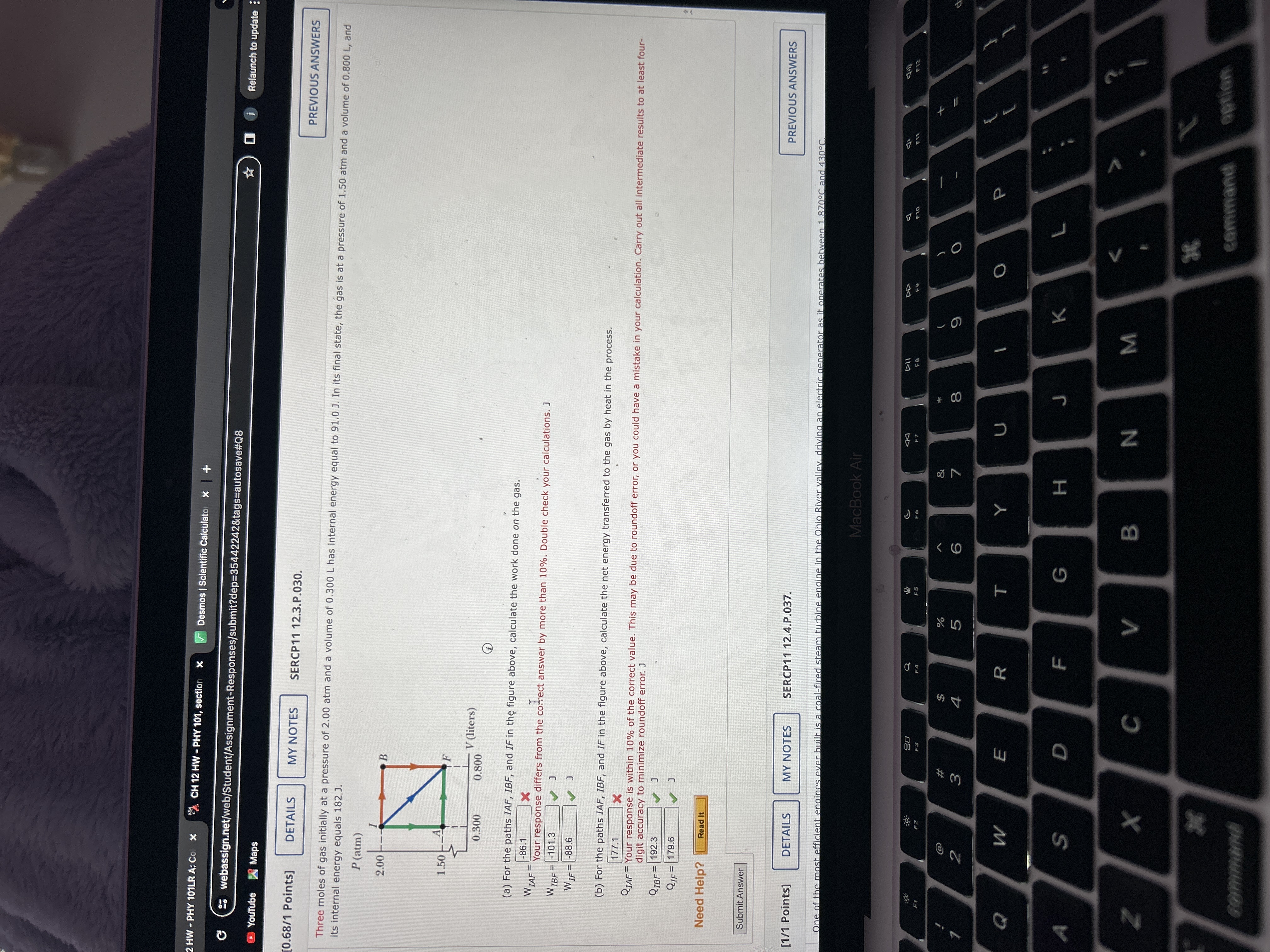 Solved Three moles of gas initially at a pressure of 2 ﻿atm | Chegg.com
