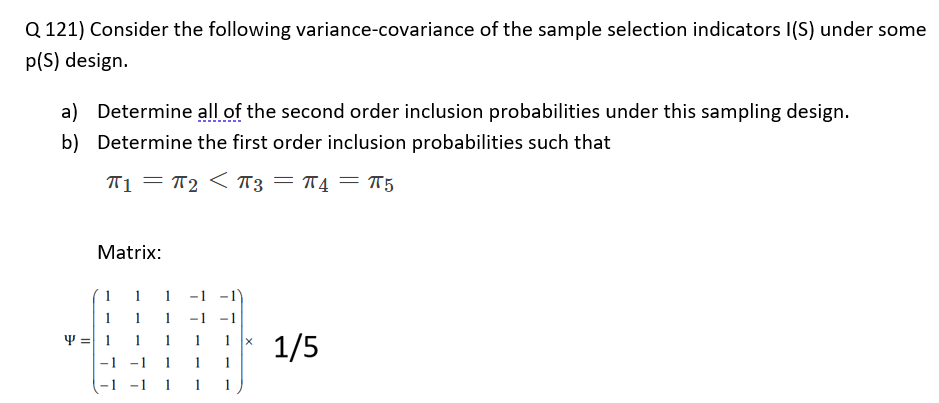 Q 121) Consider the following variance-covariance of | Chegg.com