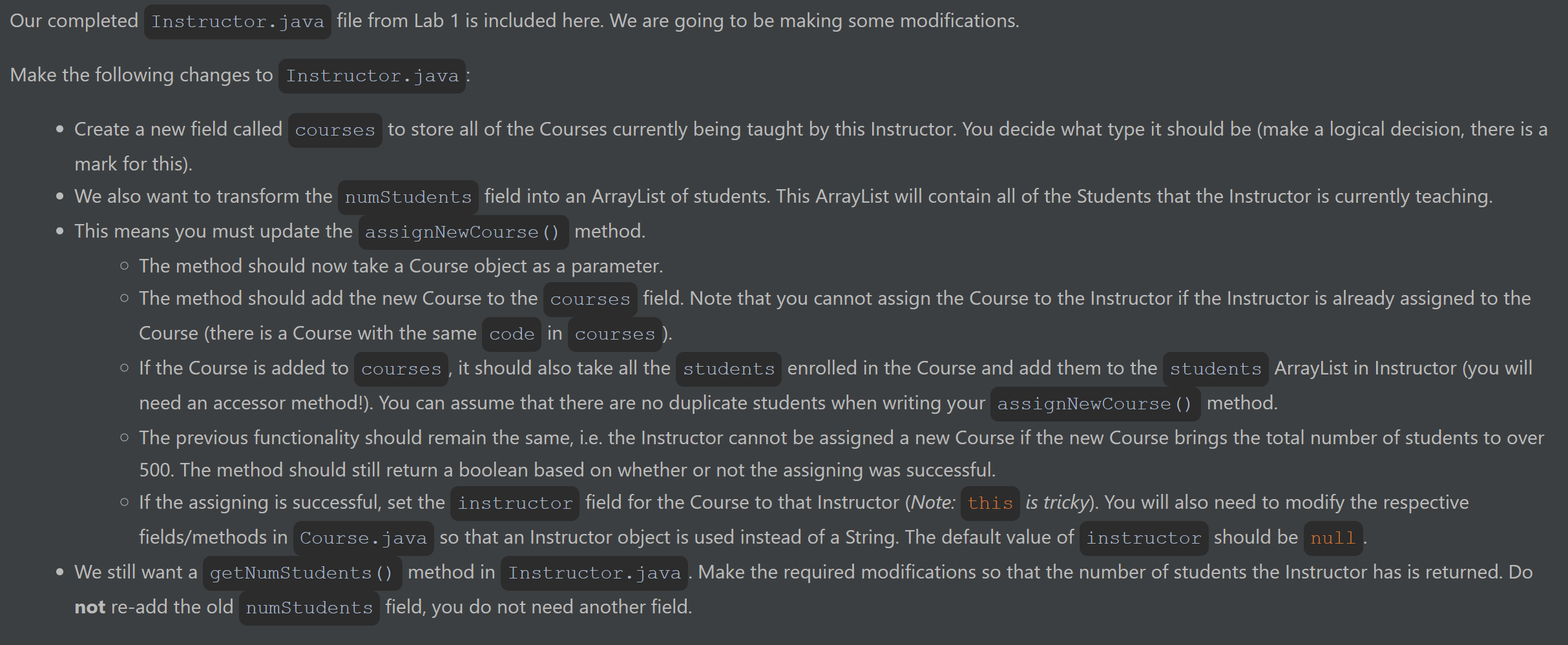 Solved public class Course { private final String | Chegg.com