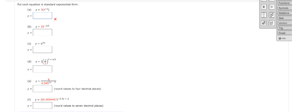 Solved Put each equation in standard exponential form. (a) | Chegg.com