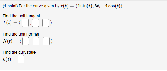Solved (1 point) For the curve given by | Chegg.com