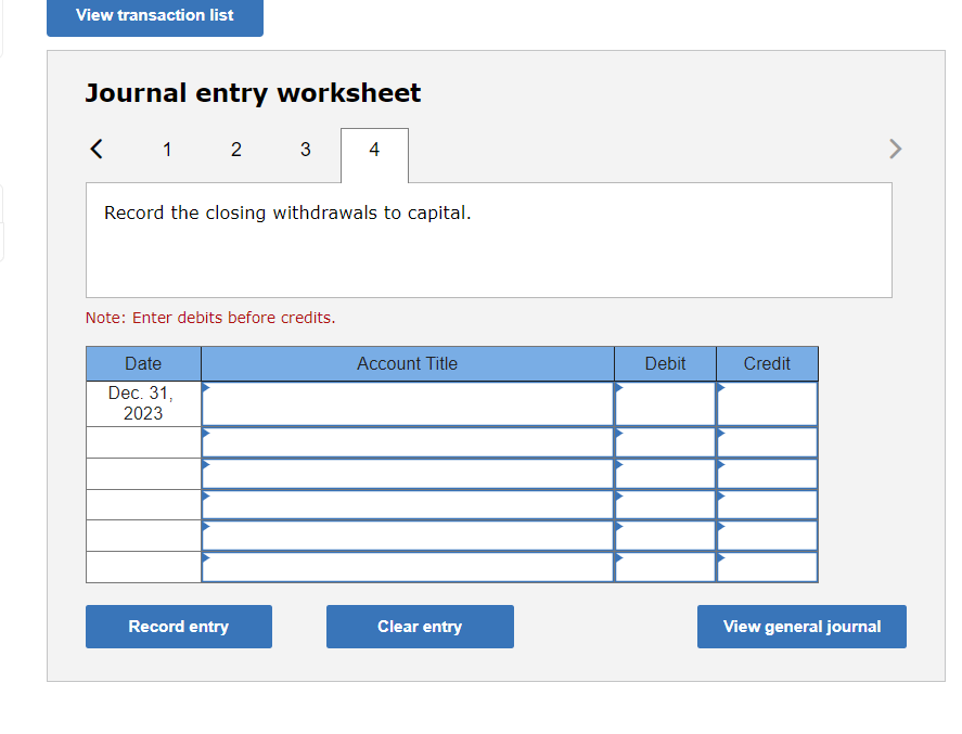 Solved Journal entry worksheet Record the closing | Chegg.com
