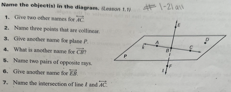 Solved Name the object(s) ﻿in the diagram. (Lesson | Chegg.com