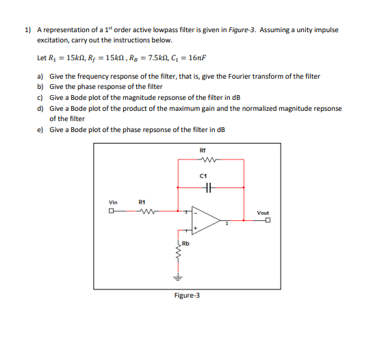 Solved 1) A representation of a 1st order active lowpass | Chegg.com