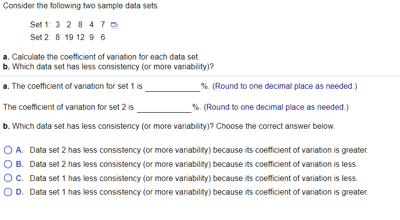 Solved Consider the following two sample data sets. Set 1: 3 | Chegg.com