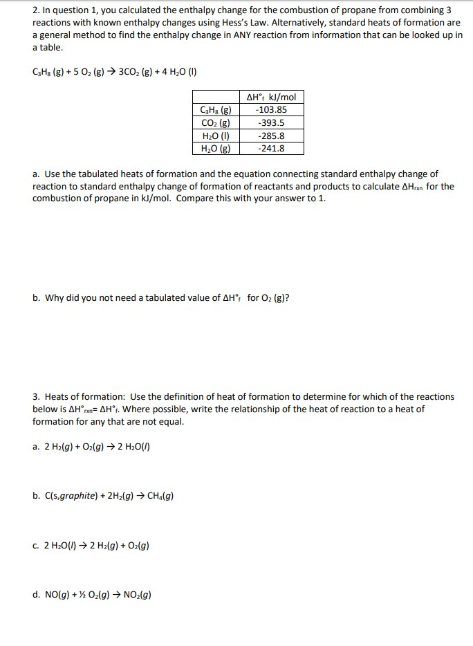 Solved Hess's Law and Heats of Formation (adapted from Dr. | Chegg.com