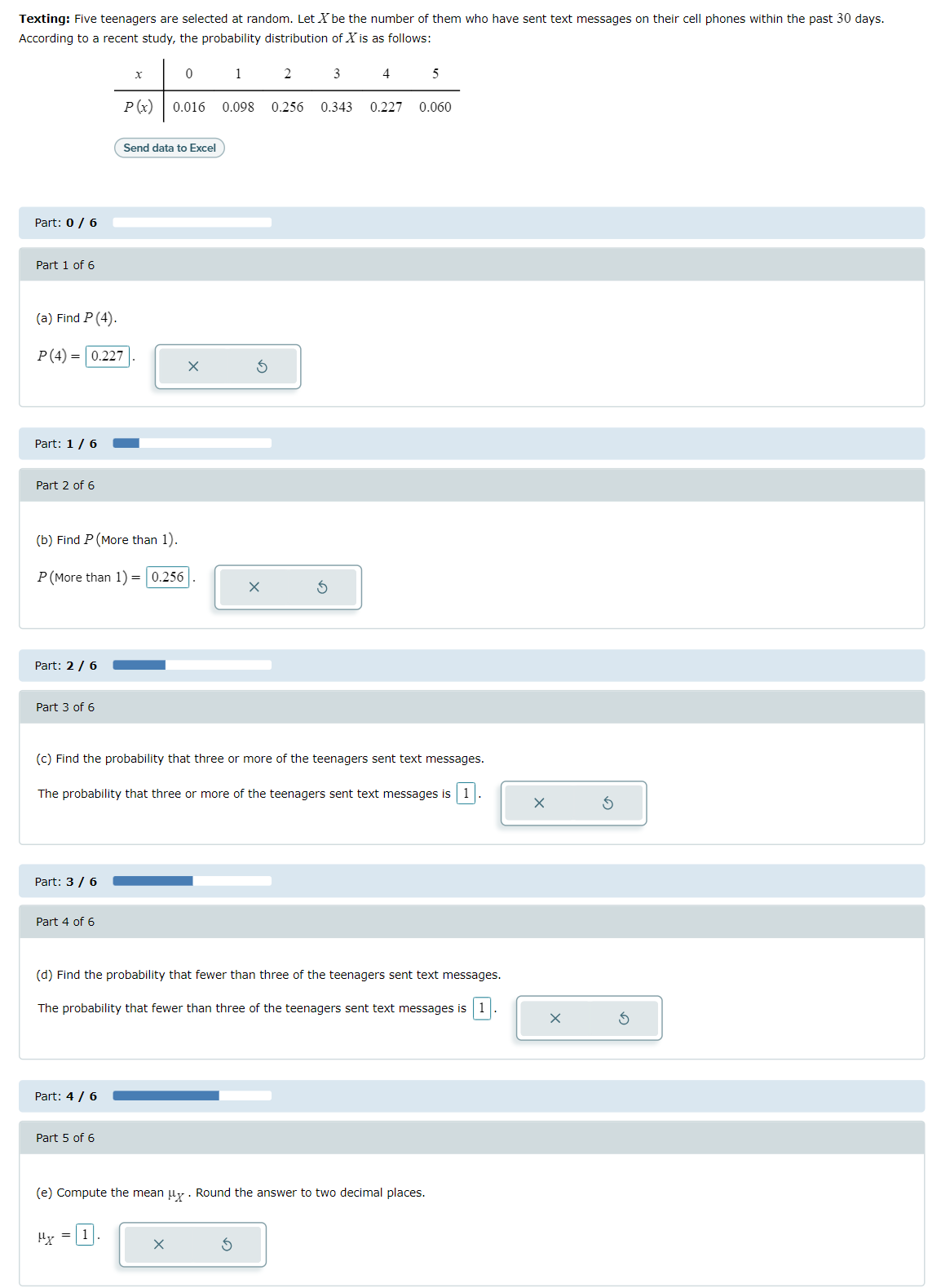 Solved Texting: Five teenagers are selected at random. Let X | Chegg.com