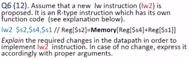 Solved Q6 (12). Assume that a new lw instruction (lw2) is | Chegg.com