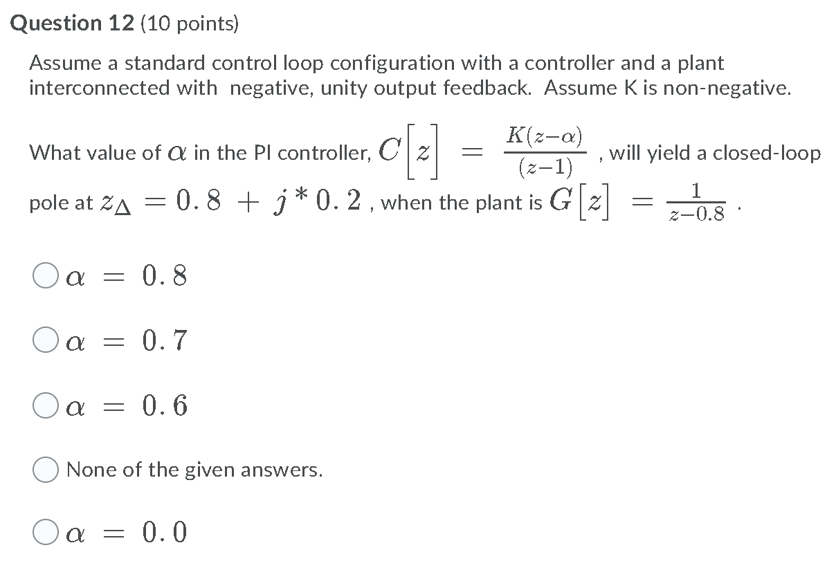 Solved Question 12 (10 points) Assume a standard control | Chegg.com