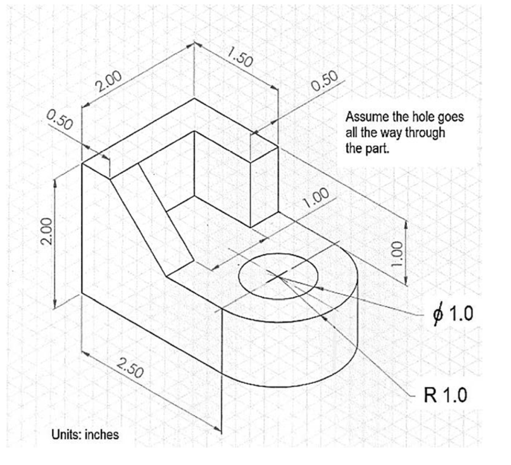 Solved Sketch the orthographic multi-view of the shape shown | Chegg.com