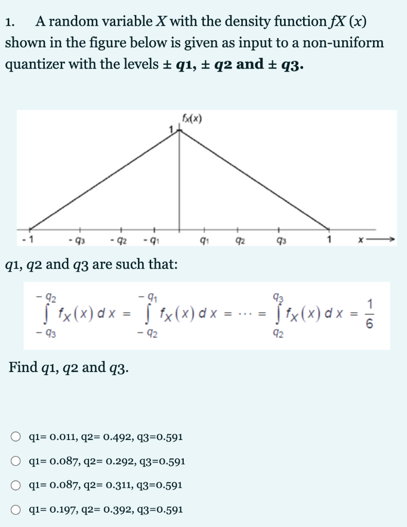 Solved 1. A random variable X with the density function fx | Chegg.com