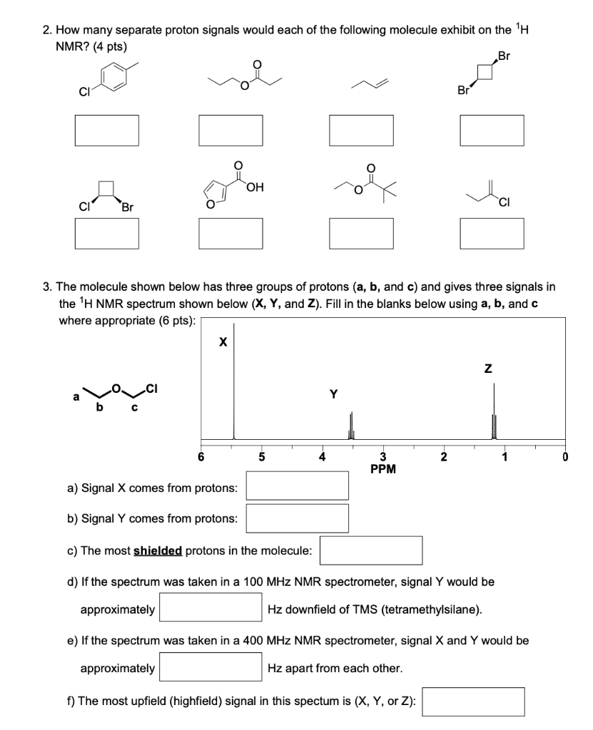 Solved 2. How many separate proton signals would each of the | Chegg.com