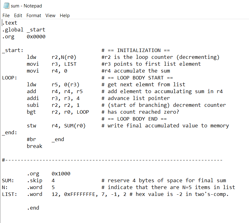 Solved Use your text editor to save a copy of your sum.s | Chegg.com