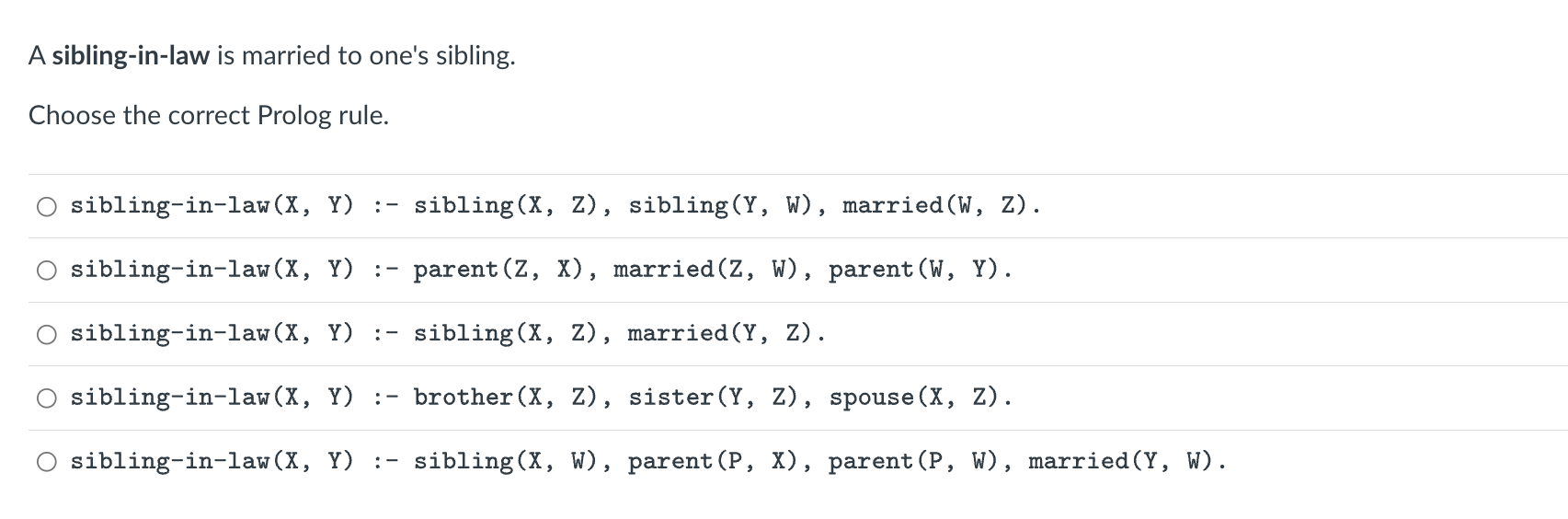 Solved A sibling-in-law is married to one's sibling. Choose | Chegg.com