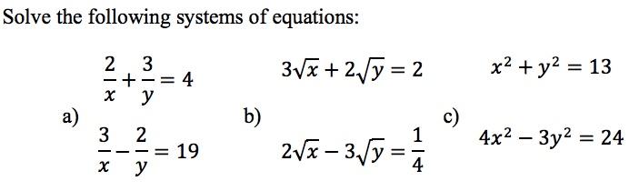 Solved Solve the following systems of equations: 2 3 37x + | Chegg.com