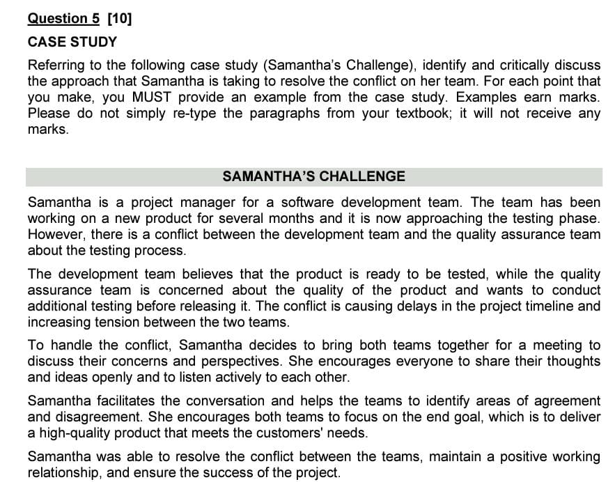 Solved Question 5 [10] CASE STUDY Referring to the following | Chegg.com