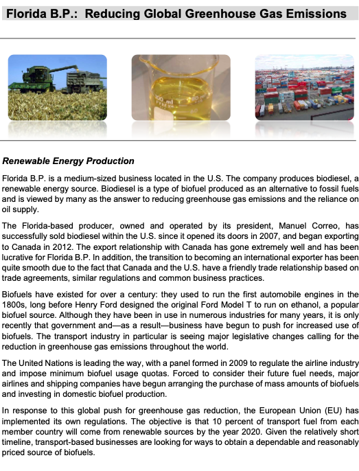 Florida B.P.: Reducing Global Greenhouse Gas | Chegg.com