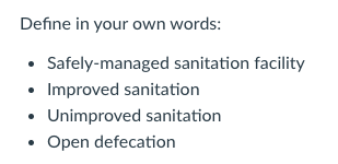 Solved Define in your own words: - Safely-managed sanitation | Chegg.com
