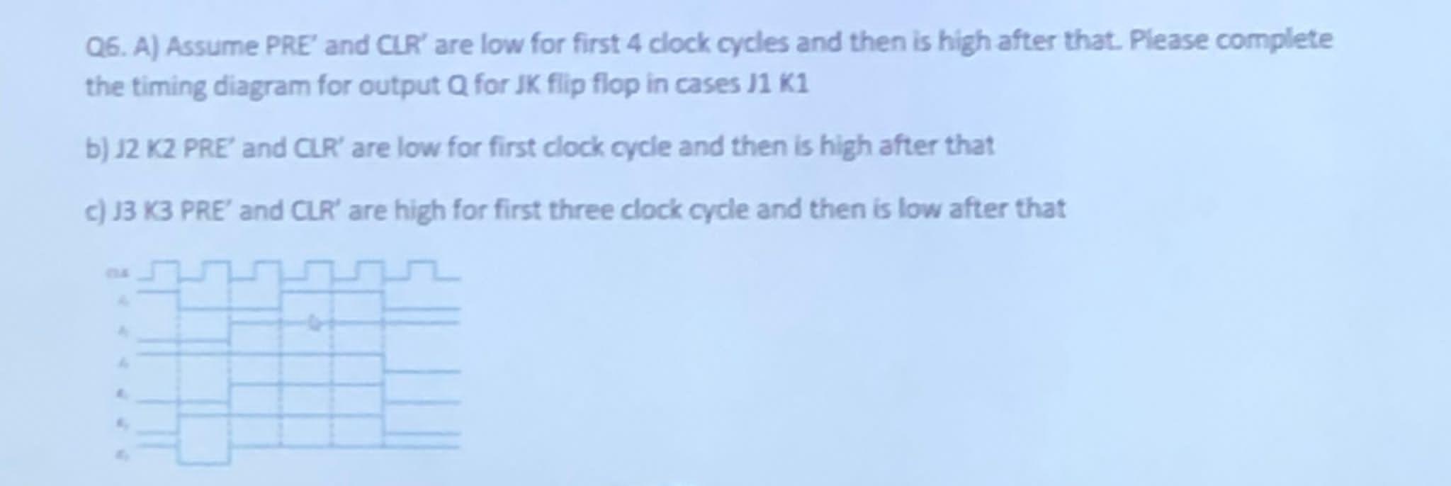 Solved 06. A) Assume PRE' and CLR' are low for first 4 clock | Chegg.com