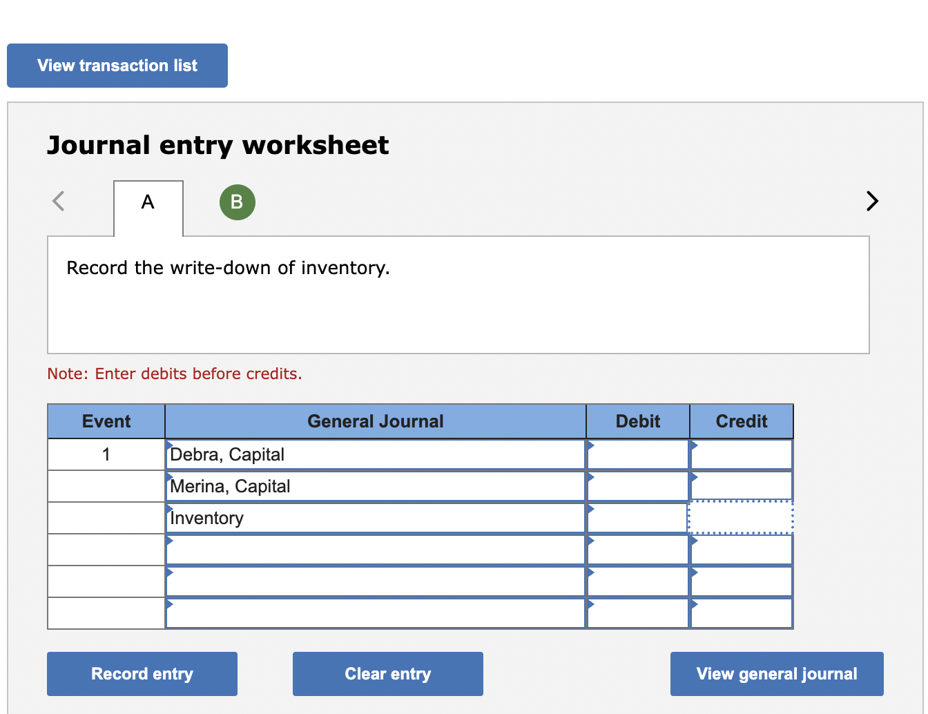 Solved Journal entry worksheetRecord the write-down of | Chegg.com
