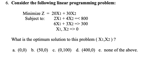 Solved 6. Consider the following linear programming problem: | Chegg.com