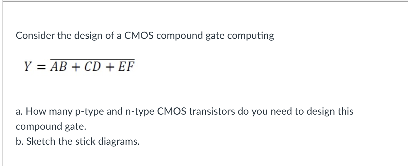 Solved Consider the design of a CMOS compound gate computing | Chegg.com