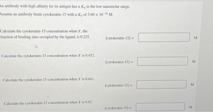 Solved An antibody with high affinity for its antigen has a | Chegg.com