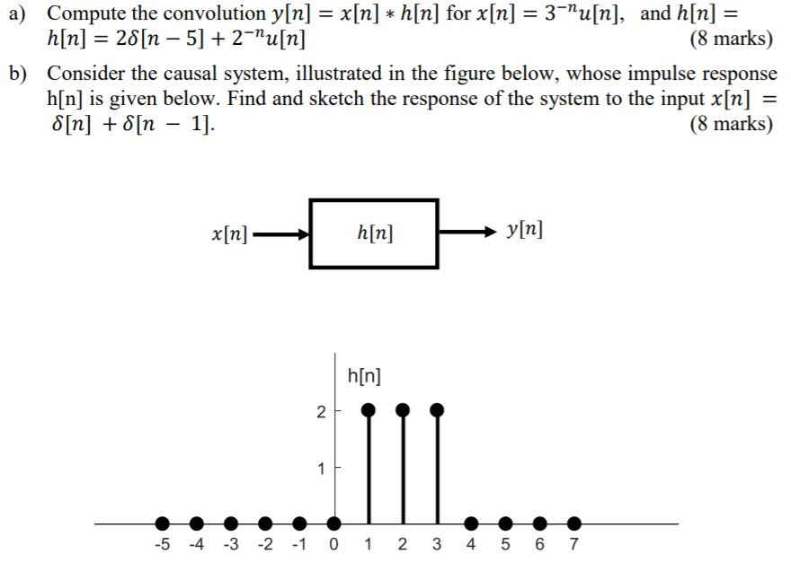 Solved a) Compute the convolution y[n] = x[n] *h[n] for x[n] | Chegg.com