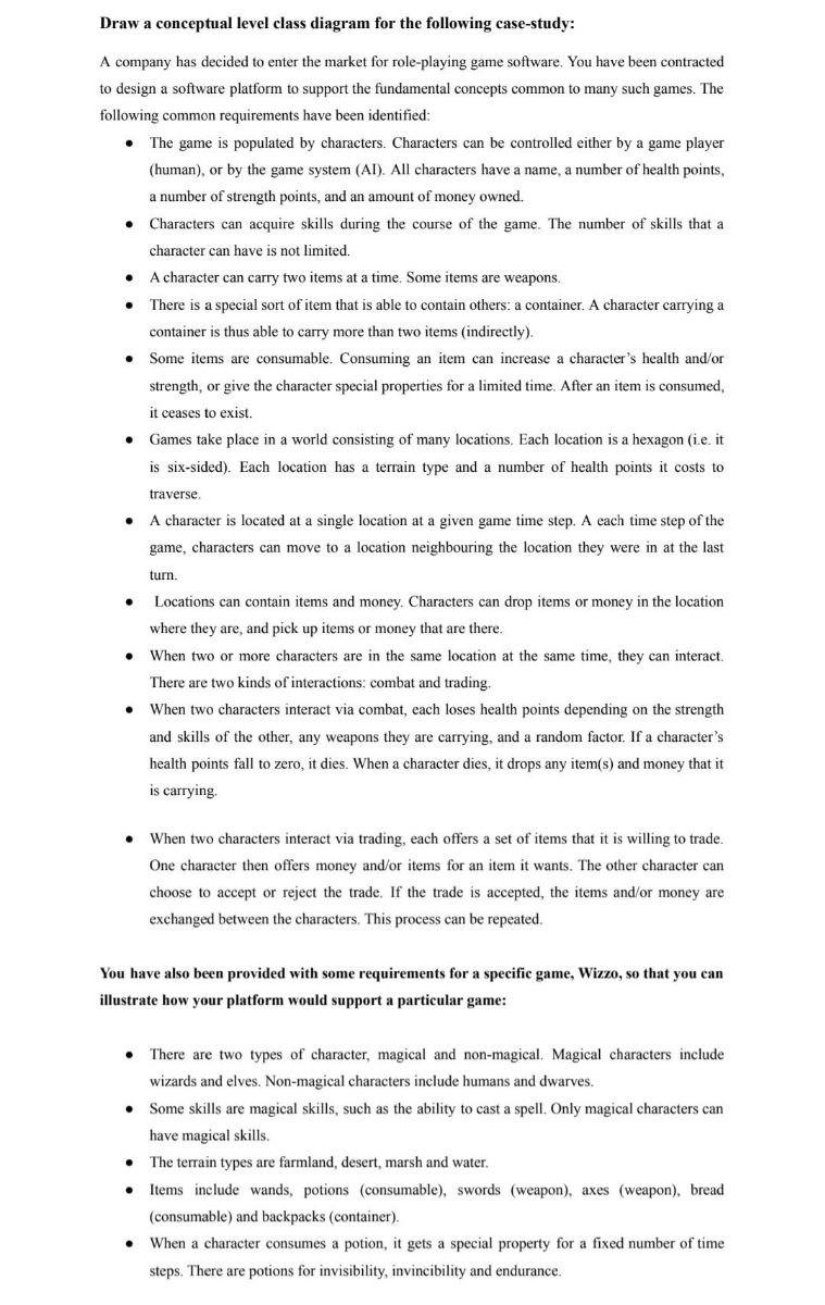 Solved Draw a conceptual level class diagram for the | Chegg.com