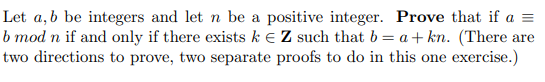 Solved Let a,b be integers and let n be a positive integer. | Chegg.com
