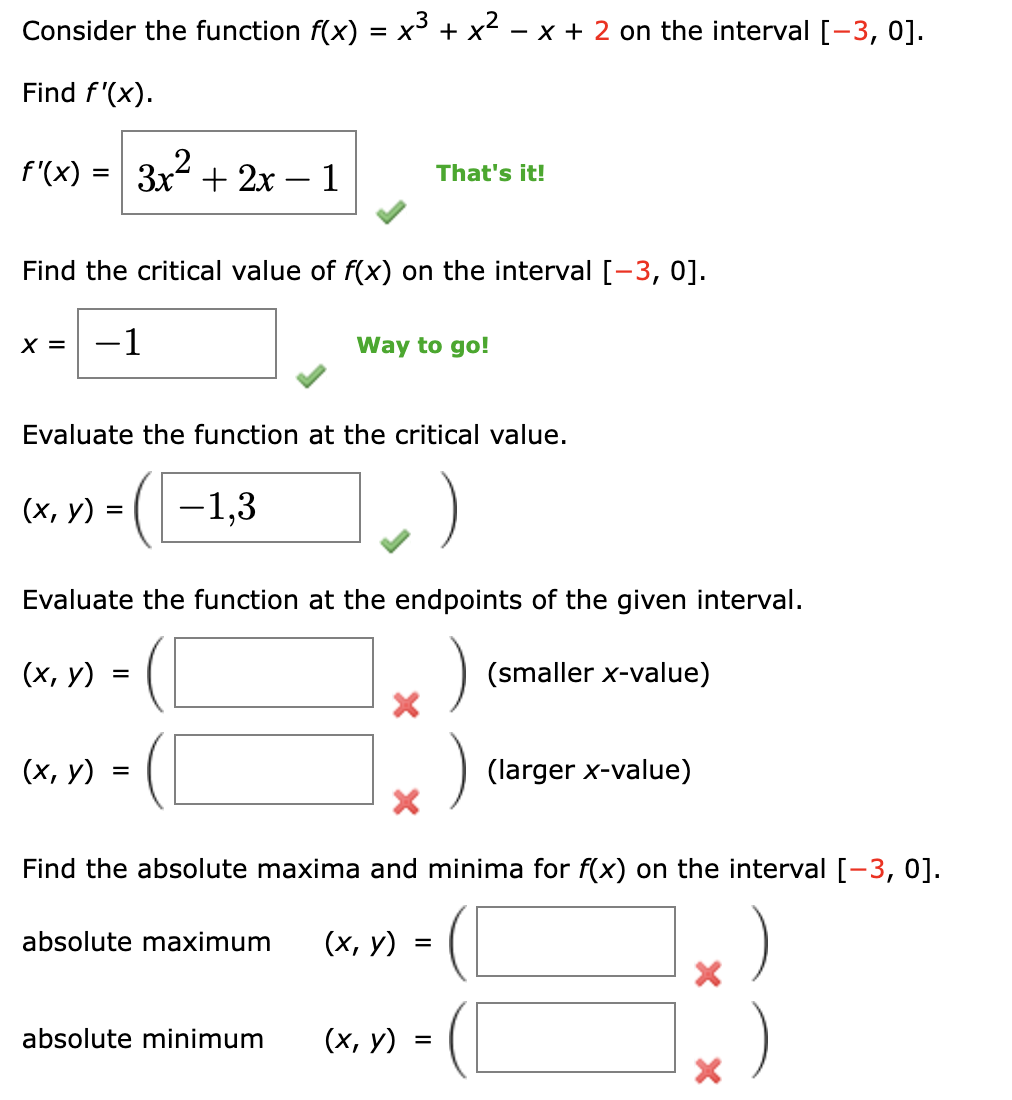 Solved Consider the function f(x)=x3+x2−x+2 on the interval | Chegg.com