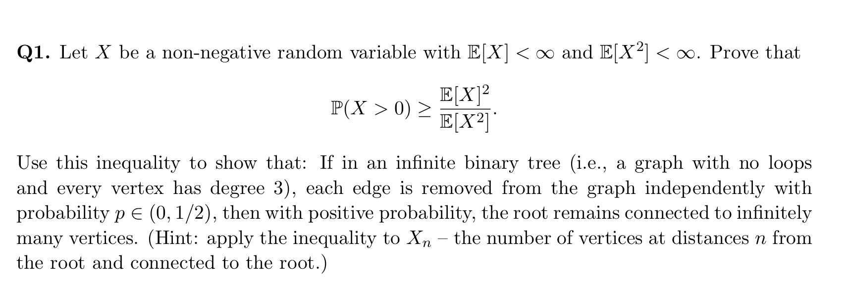 Solved Q1. Let X be a non-negative random variable with | Chegg.com