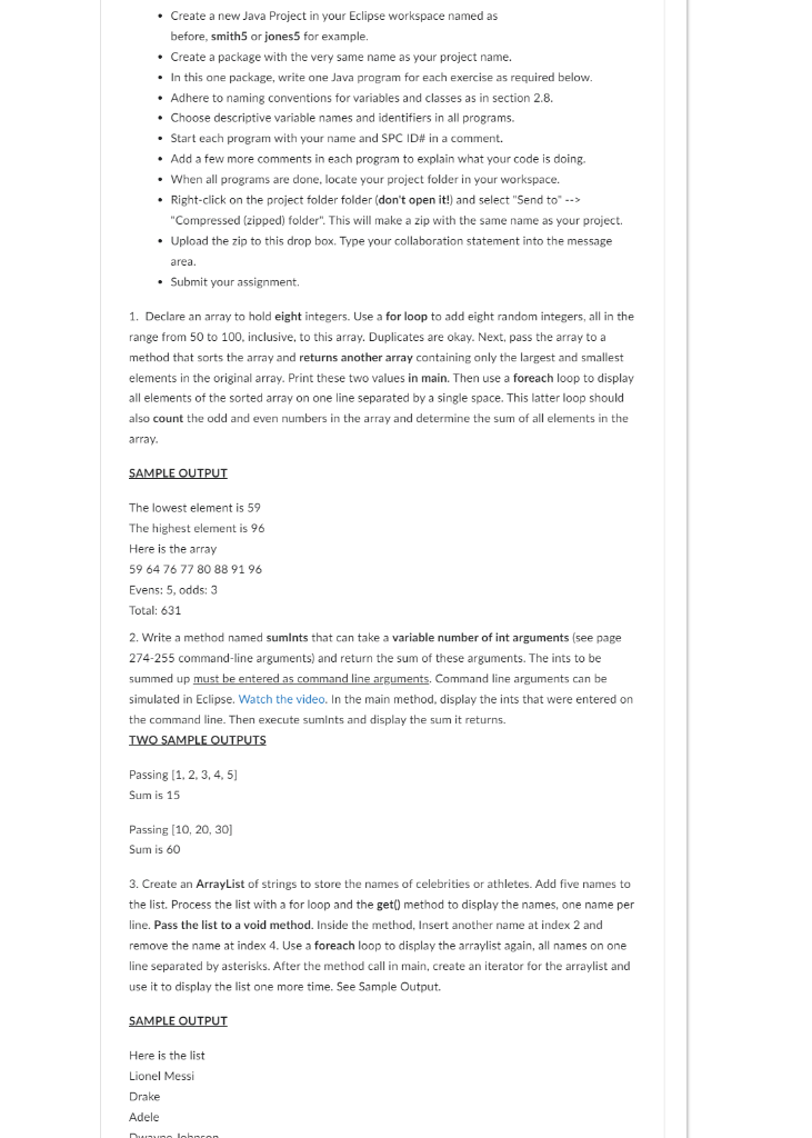 Solved Create A New Java Project In Your Eclipse Workspace