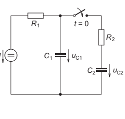 Solved In the circuit, U = 100 V, R1 = R2 = 1 kΩ, C1 = C2 = | Chegg.com