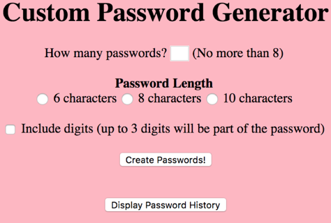 Custom Password Generator How many passwords(No more | Chegg.com
