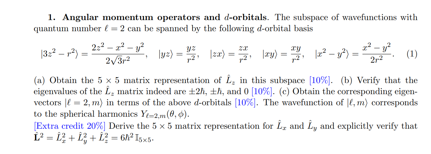 1 Angular Momentum Operators And D Orbitals The