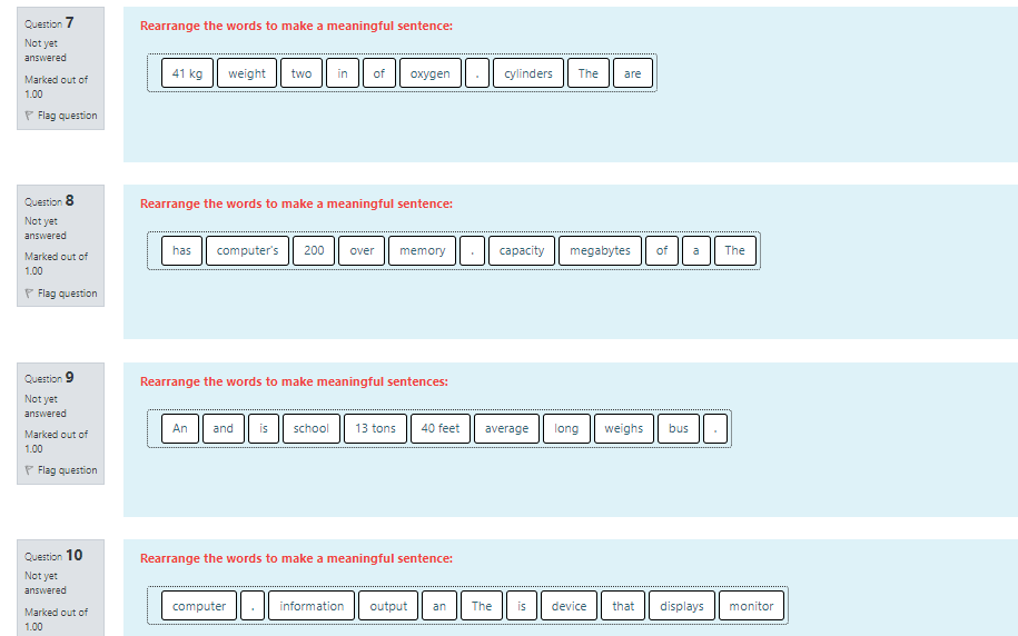 Solved Question 7 Rearrange the words to make a meaningful | Chegg.com