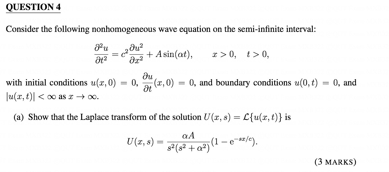 Solved QUESTION 4 Consider the following nonhomogeneous wave | Chegg.com