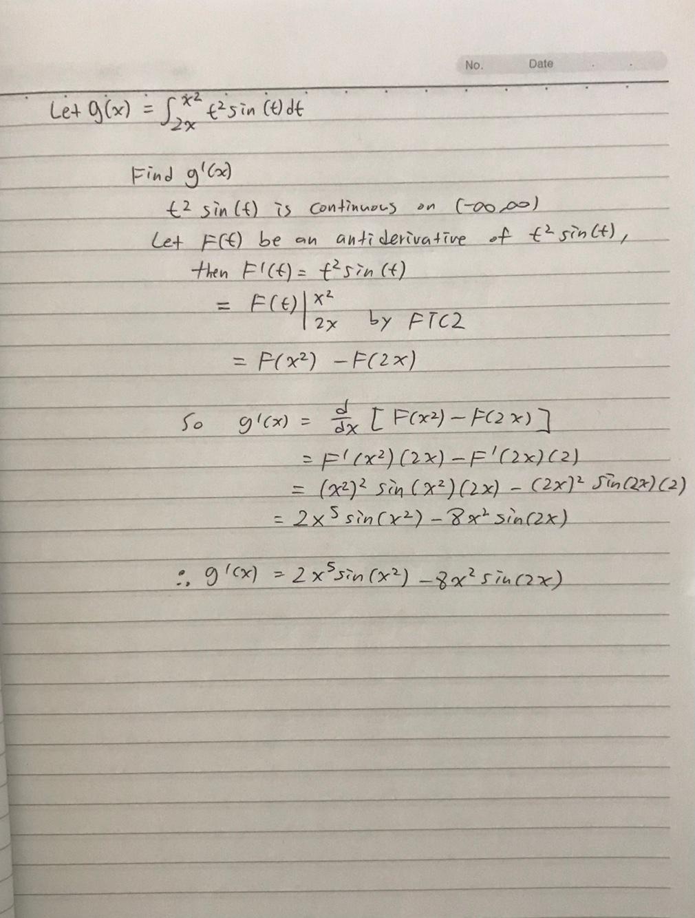 Solved 2. dxd3 * sin(?)dt Use FTC2 (the Fundamental Theorem | Chegg.com