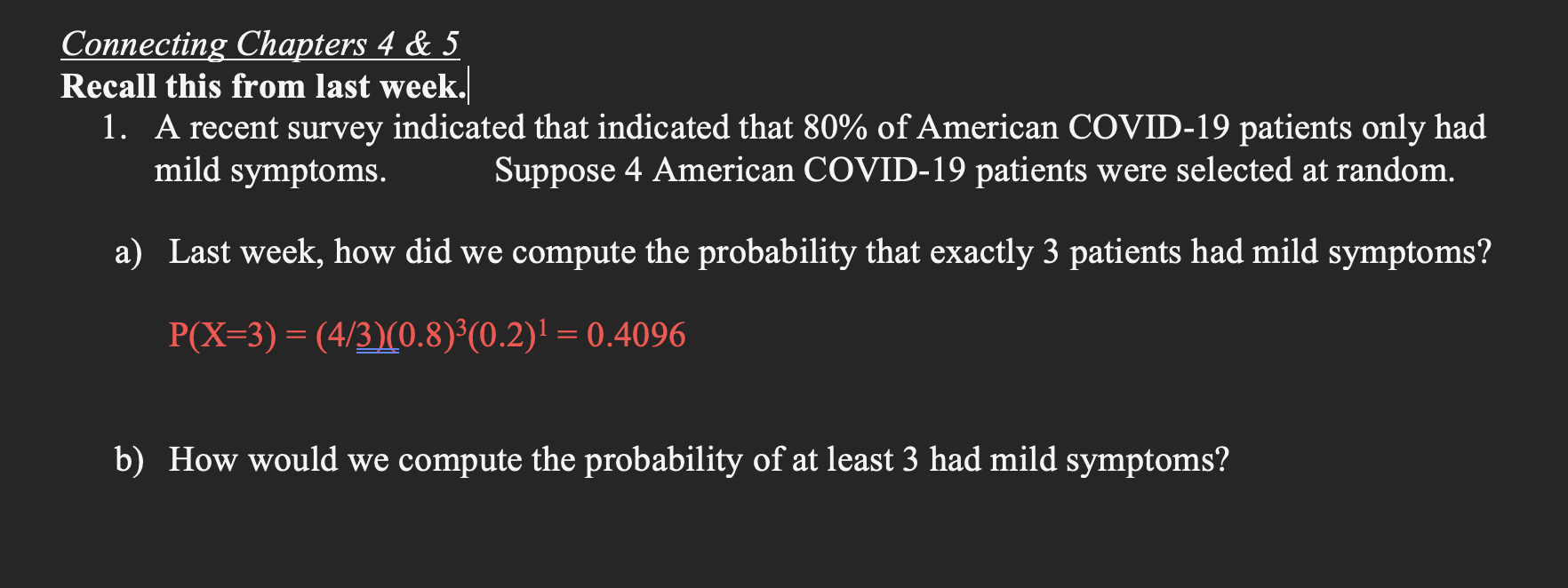 Solved Connecting Chapters 4 \& 5 Recall this from last | Chegg.com