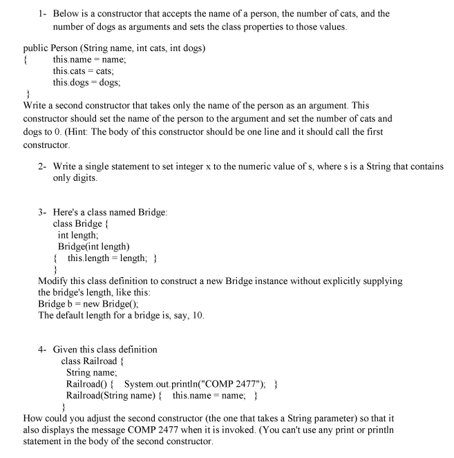 Solved 1- Below is a constructor that accepts the name of a | Chegg.com