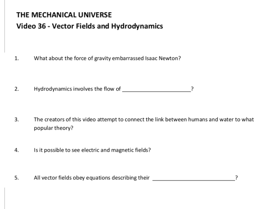 Solved THE MECHANICAL UNIVERSE Video 36 - Vector Fields and | Chegg.com