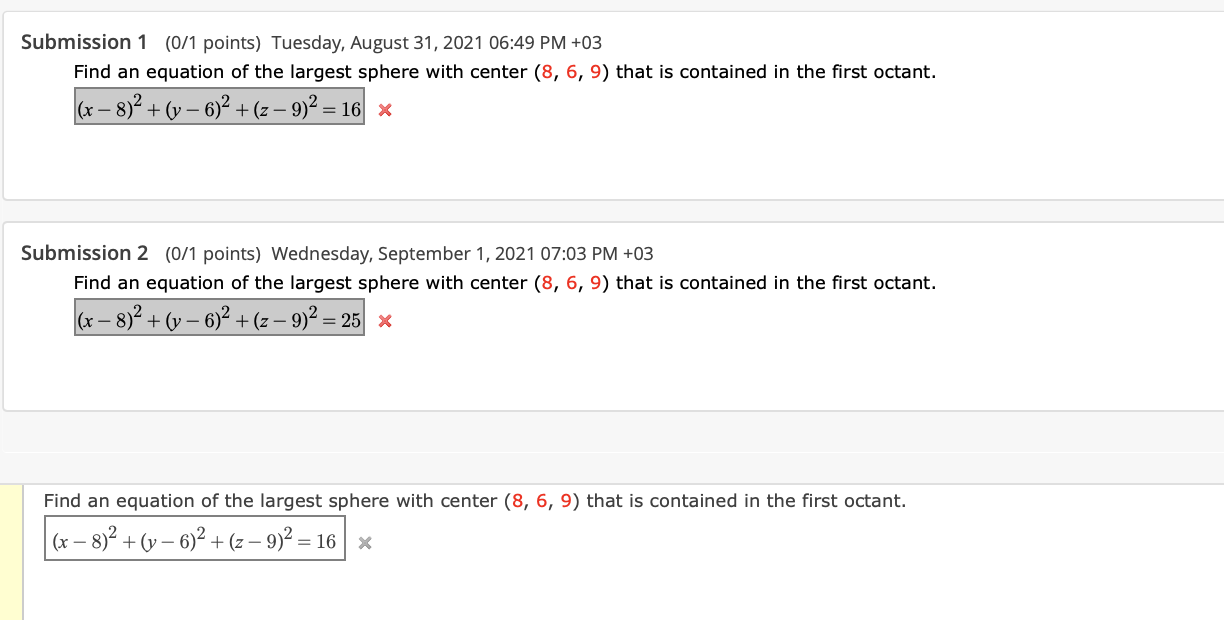 Solved Submission 1 (0/1 points) Tuesday, August 31, 2021 | Chegg.com