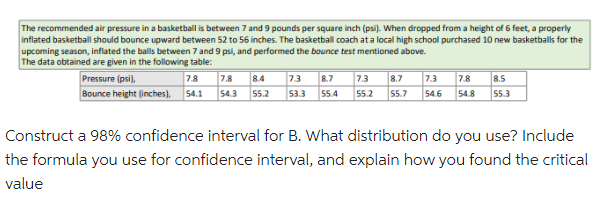 Solved The recommended air pressure in a basketball is | Chegg.com