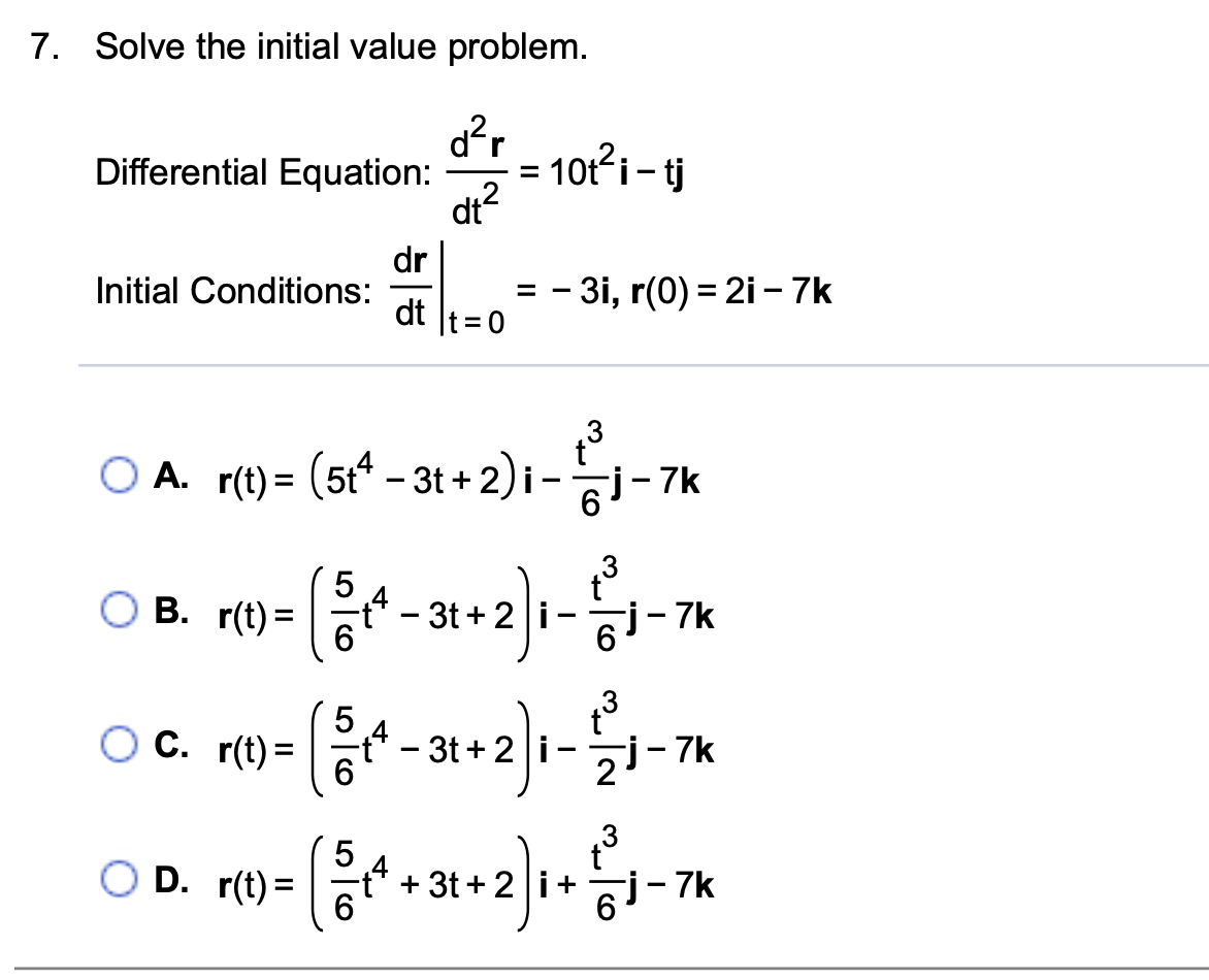 Solved 7. Solve the initial value problem. Differential | Chegg.com