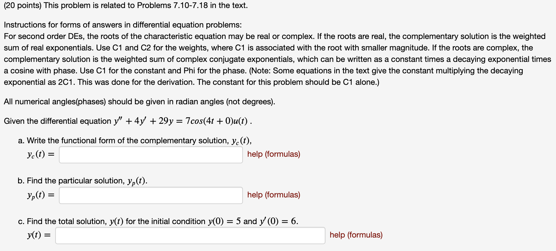 Solved Instructions for forms of answers in differential | Chegg.com