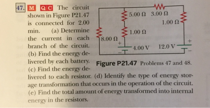 Solved 47. M The circuit shown in Figure P21.47 is connected | Chegg.com