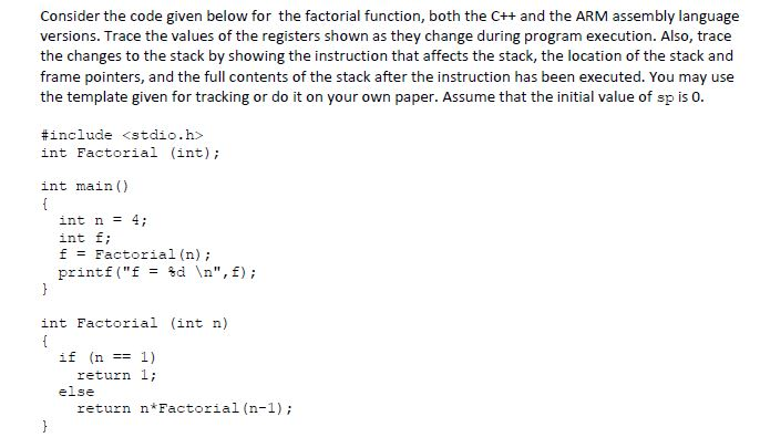 Consider the code given below for the factorial | Chegg.com